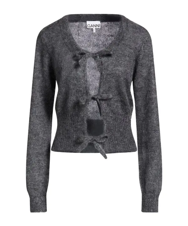 GANNI Cardigan With Tie Detail - Black