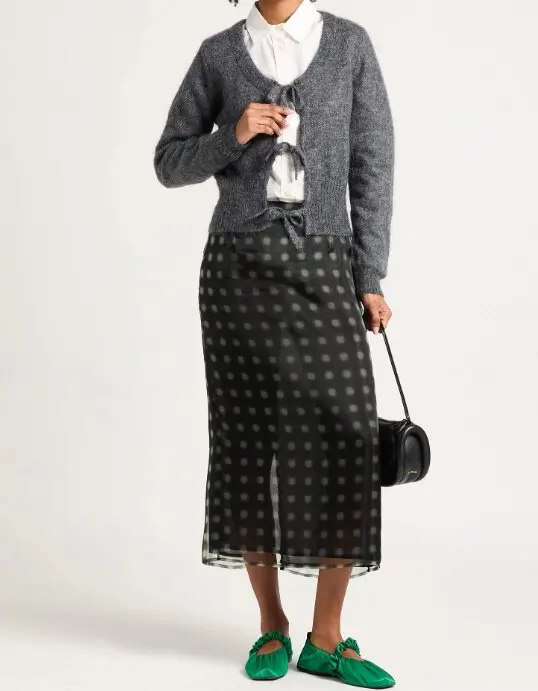 GANNI Cardigan With Tie Detail - Black