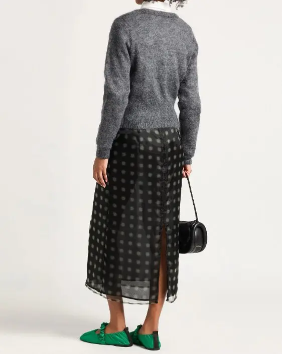 GANNI Cardigan With Tie Detail - Black