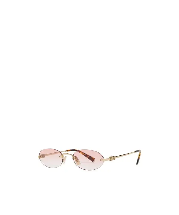 Miu Miu Rimless Oval Frame Sunglasses - Pink