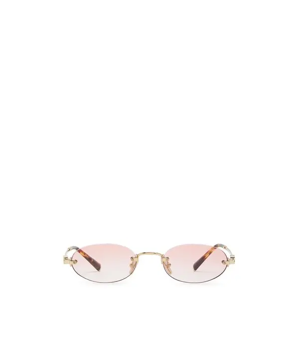 Miu Miu Rimless Oval Frame Sunglasses - Pink