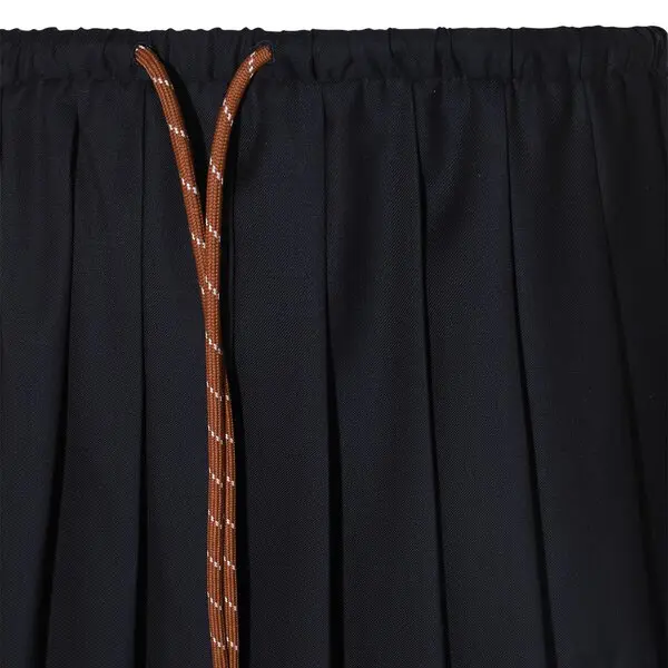 Miu Miu Pleated Batavia Skirt With Embroidered Logo And Drawstring Waist