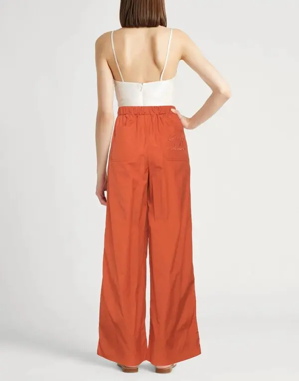 Max Mara Wide-leg Trousers With Embroidered Logo - Brown