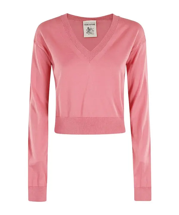 SEMICOUTURE V-neck Long-sleeved Sweater