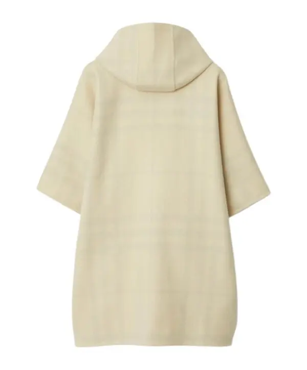Burberry Cashmere Hooded Cape With Checked Lining