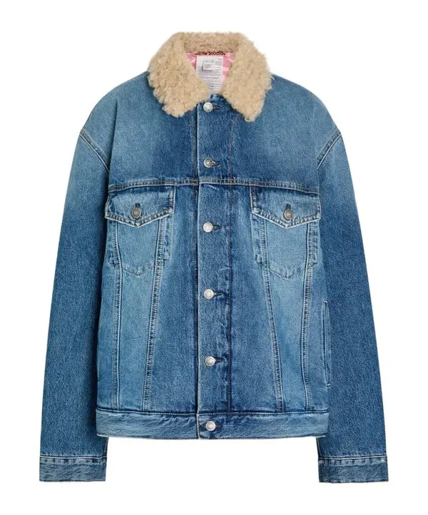 Acne Studios Quilted Faux Shearling And Denim Jacket