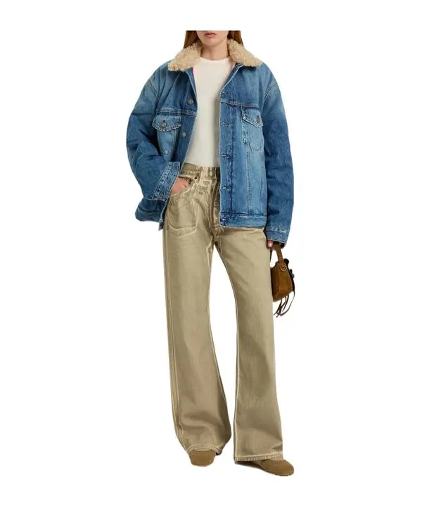 Acne Studios Quilted Faux Shearling And Denim Jacket
