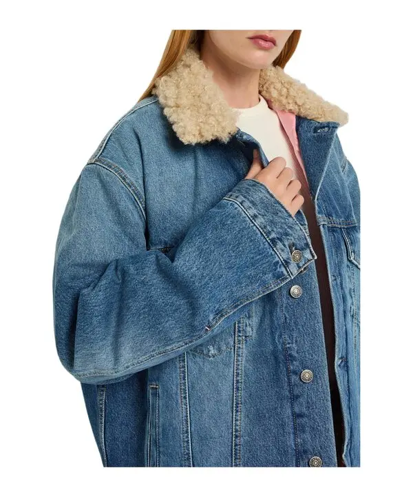 Acne Studios Quilted Faux Shearling And Denim Jacket