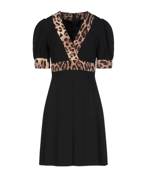 Dolce & Gabbana Solid Color V-neck Dress