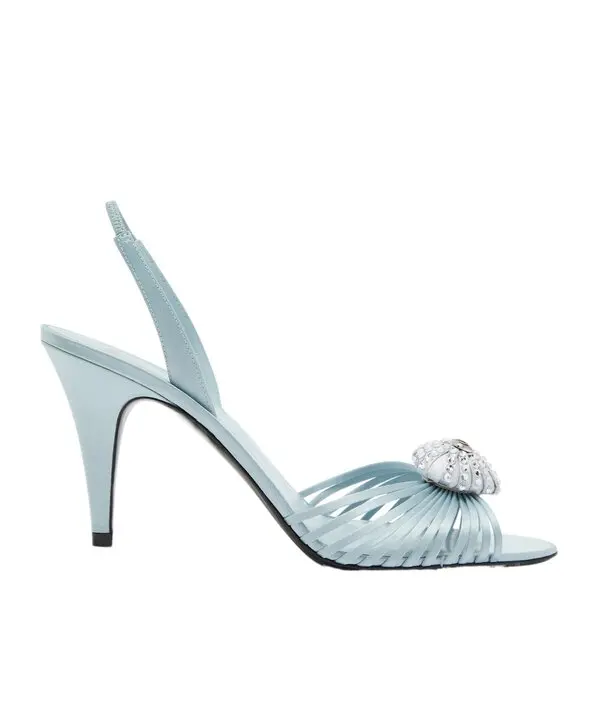 Valentino Garavani High-heeled Heart-shaped Rhinestone Sandals - Blue