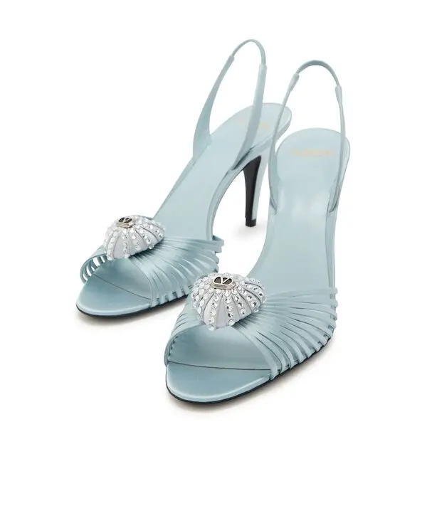 Valentino Garavani High-heeled Heart-shaped Rhinestone Sandals