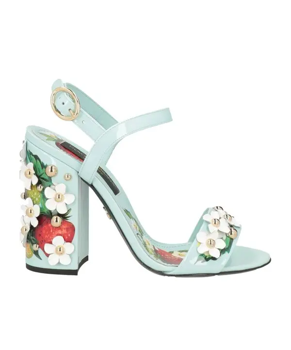 Dolce & Gabbana Floral Print Embellished Block Heel Sandals