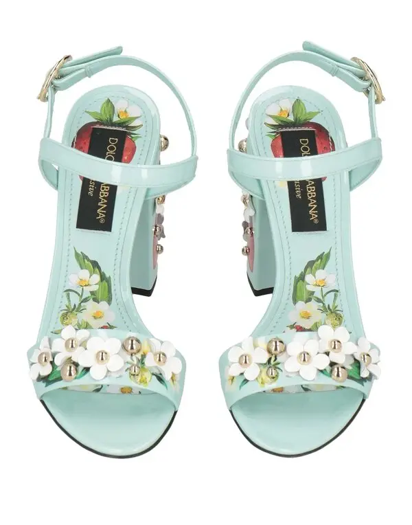 Dolce & Gabbana Floral Print Embellished Block Heel Sandals
