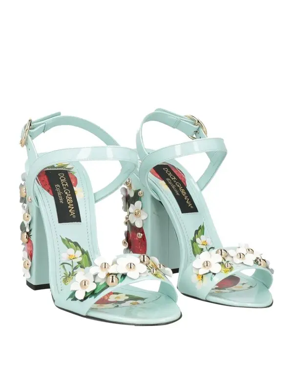 Dolce & Gabbana Floral Print Embellished Block Heel Sandals