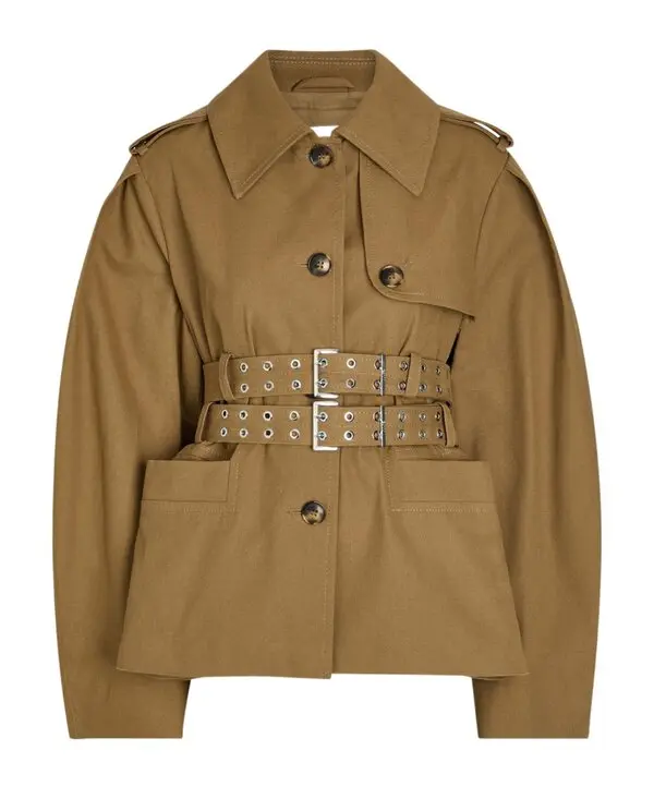 GANNI Belted Canvas Trench Jacket