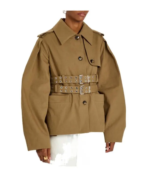GANNI Belted Canvas Trench Jacket