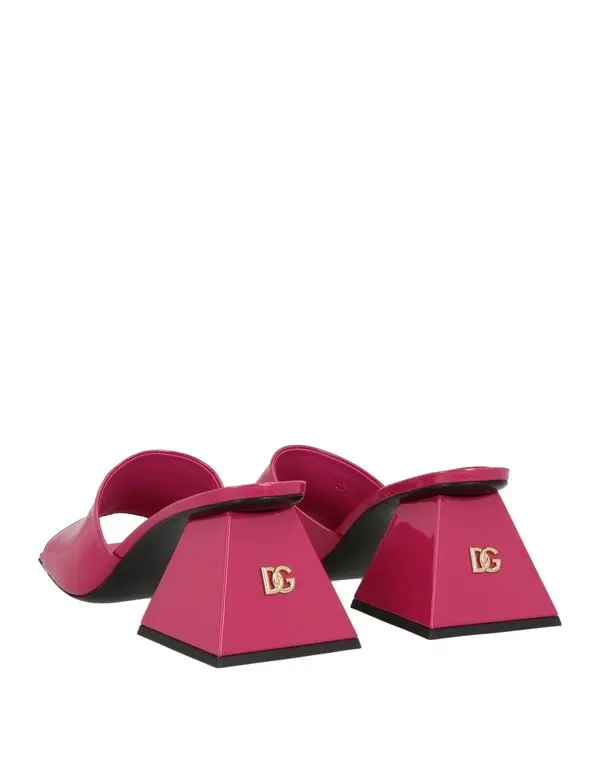 Dolce & Gabbana Patent Leather Geometric Heel Square-toe Slippers