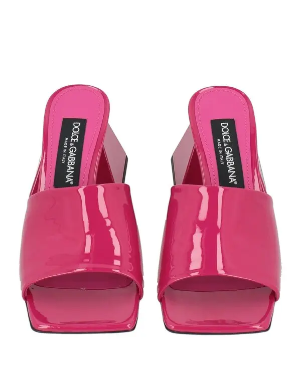 Dolce & Gabbana Patent Leather Geometric Heel Square-toe Slippers