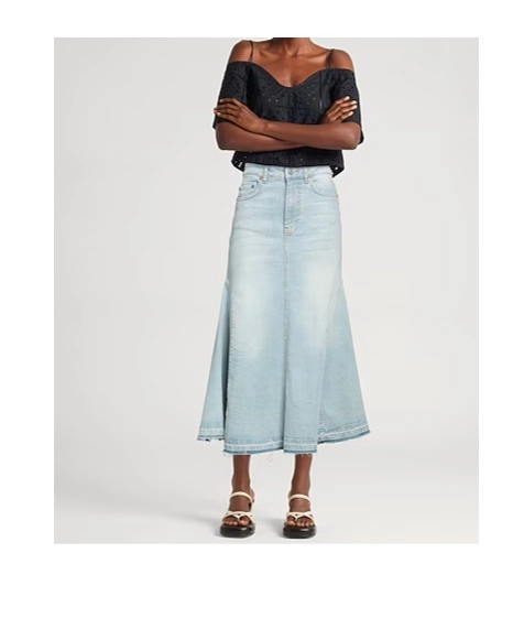 GANNI Denim Midi Skirt