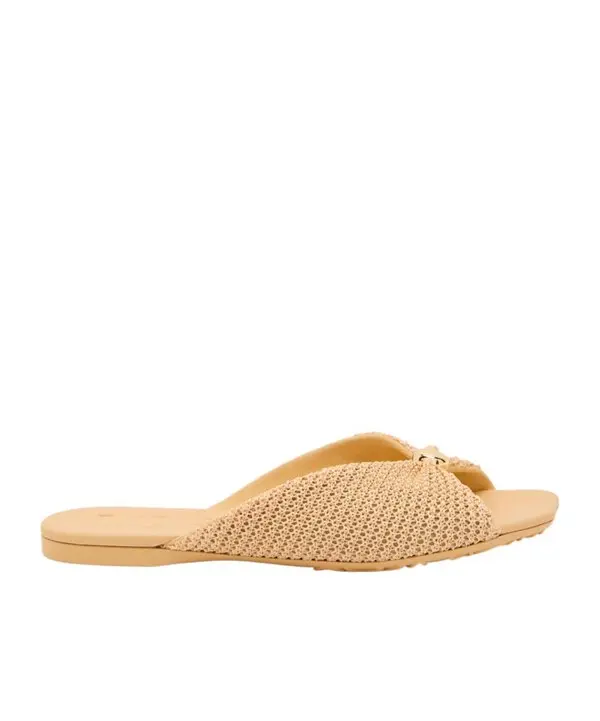 Loewe Pebble Soft Raffia And Leather Sliders