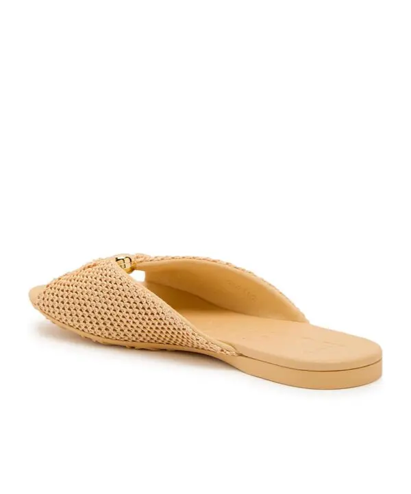 Loewe Pebble Soft Raffia And Leather Sliders