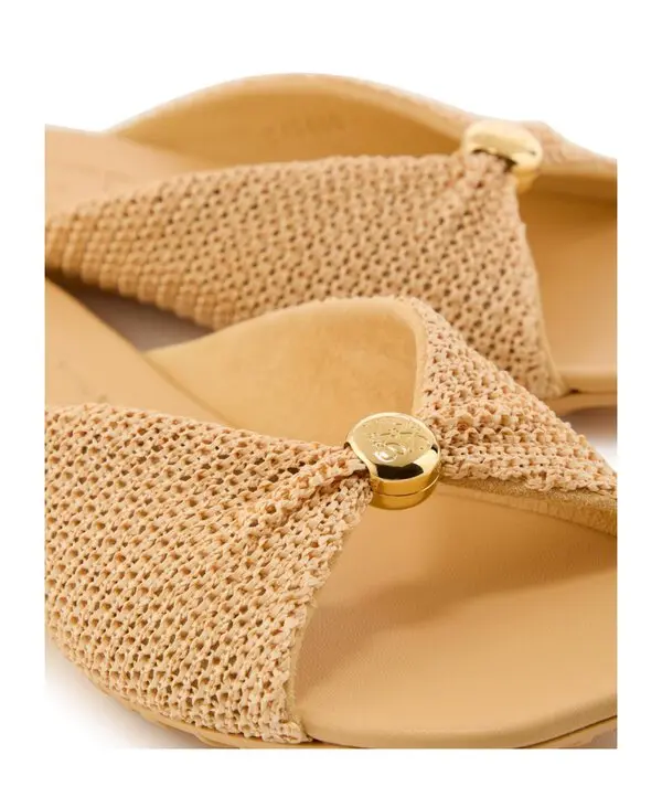 Loewe Pebble Soft Raffia And Leather Sliders