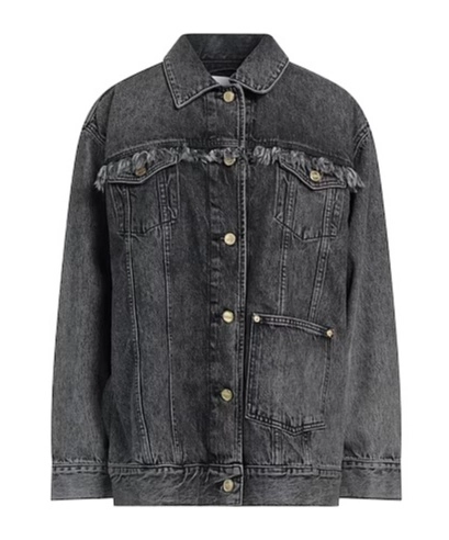GANNI Denim Trucker Jacket With Distressed Detailing