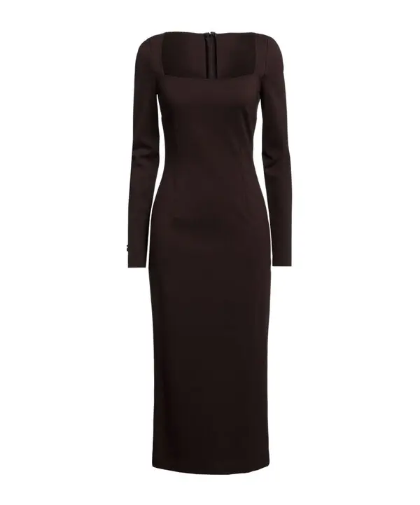 Dolce & Gabbana Fitted Jersey Dress With Square Neckline And Long Sleeves