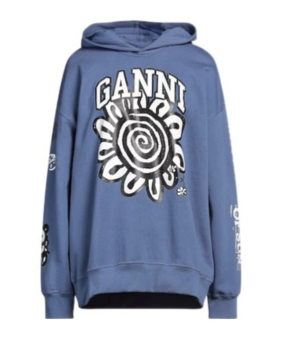 GANNI Printed Fleece Pullover Hoodie