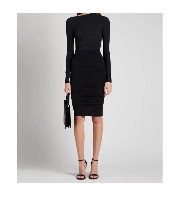 Balenciaga Off-the-shoulder Long Sleeve Mini Dress