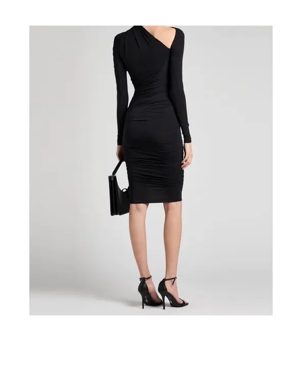Balenciaga Off-the-shoulder Long Sleeve Mini Dress