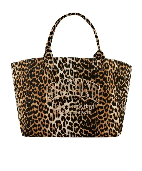 GANNI Logo Tote Bag - Black