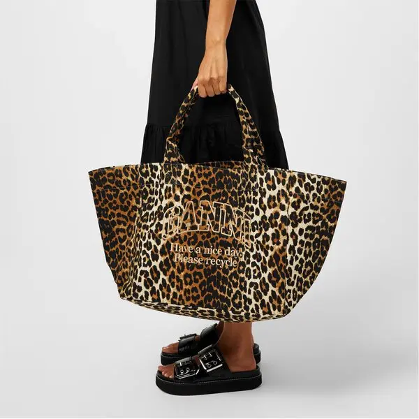 GANNI Logo Tote Bag - Black