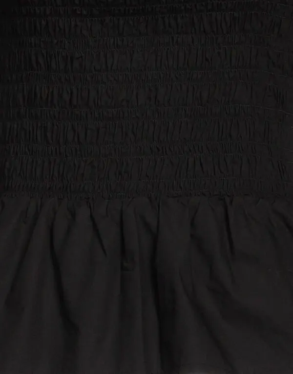 GANNI Square Neck Ruffled Long Sleeve Top - Black