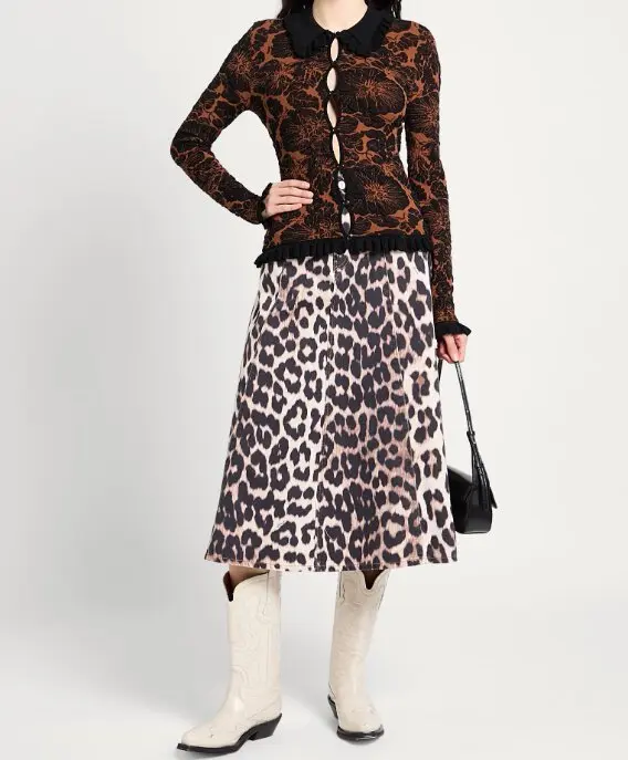 GANNI Floral Pattern Long Sleeve Button Up Blouse