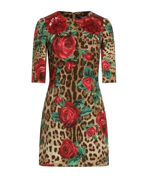 Dolce & Gabbana Floral Leopard Print Mini Dress