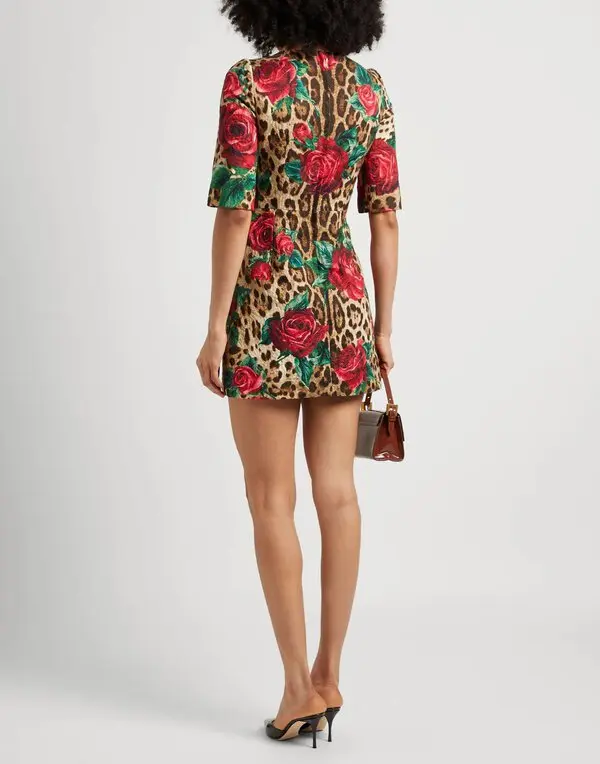 Dolce & Gabbana Floral Leopard Print Mini Dress