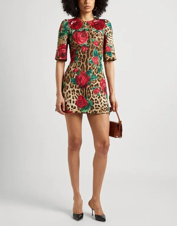 Dolce & Gabbana Floral Leopard Print Mini Dress