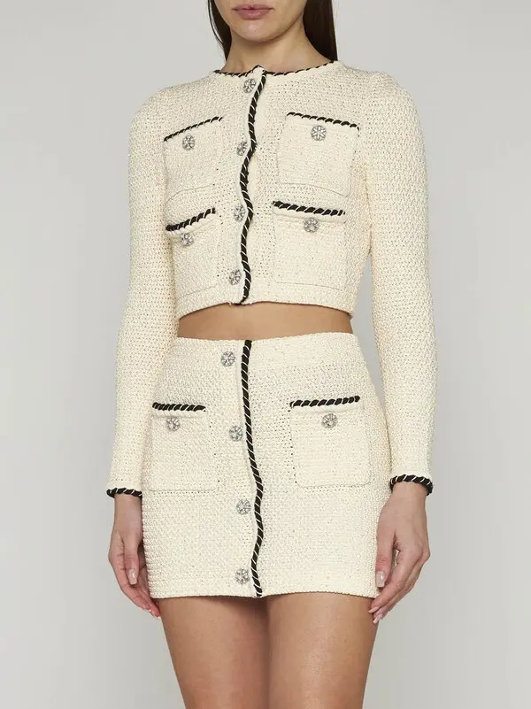 SELF-PORTRAIT Braided-trim Knitted Skirt