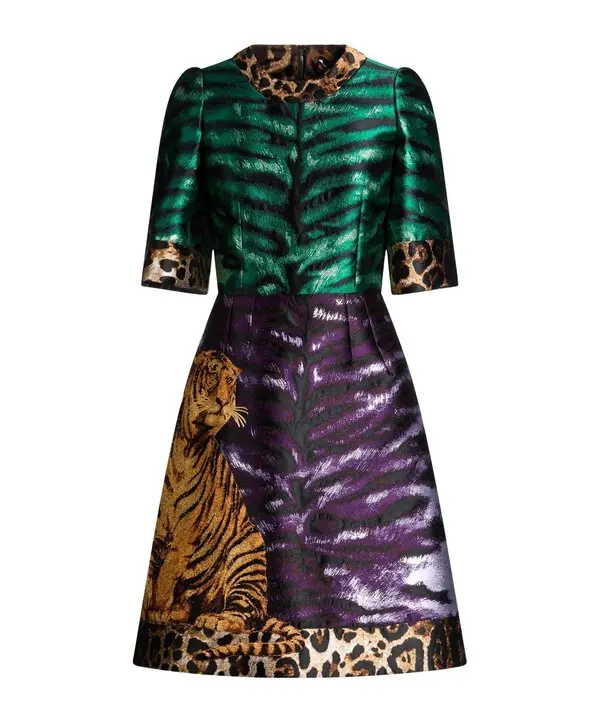 Dolce & Gabbana Tiger Print Jacquard Dress