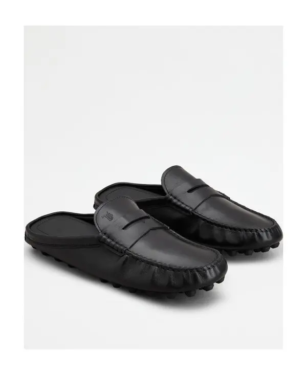 TOD'S Gommino Bubble Leather Mules - Black