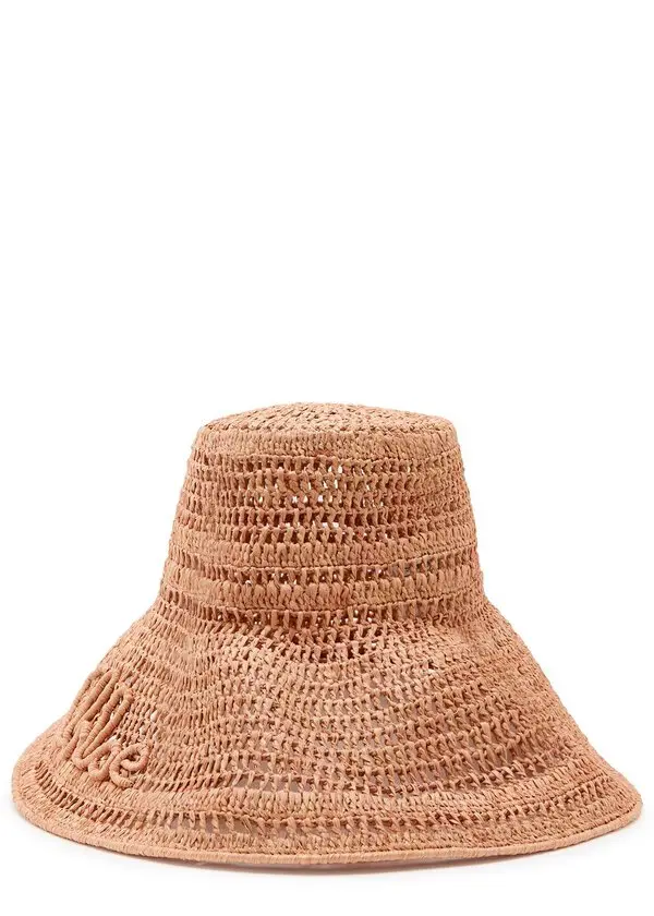 Chloé Solid Logo Raffia Hat