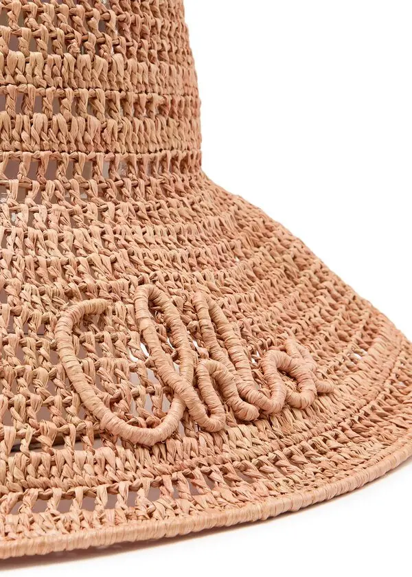 Chloé Solid Logo Raffia Hat