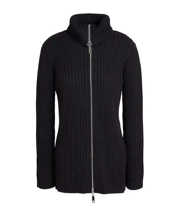 MAXCO. Max&co. Ribbed Front Zip Cardigan