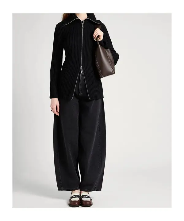 MAXCO. Max&co. Ribbed Front Zip Cardigan