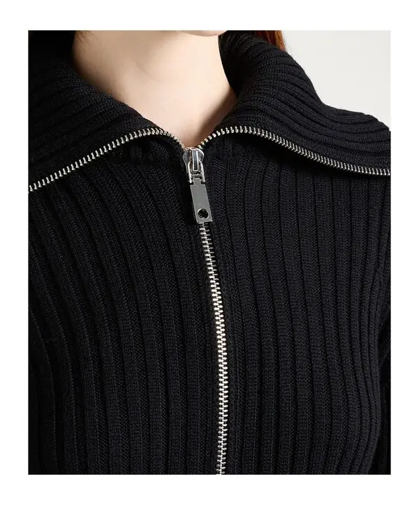MAXCO. Max&co. Ribbed Front Zip Cardigan