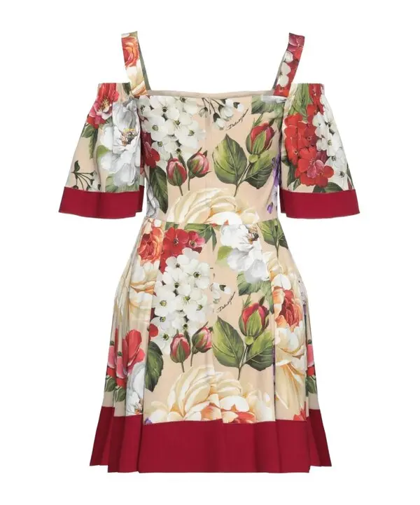 Dolce & Gabbana Floral Print Short Sleeve Mini Dress