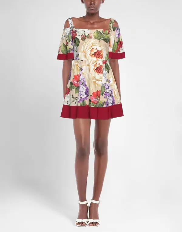 Dolce & Gabbana Floral Print Short Sleeve Mini Dress