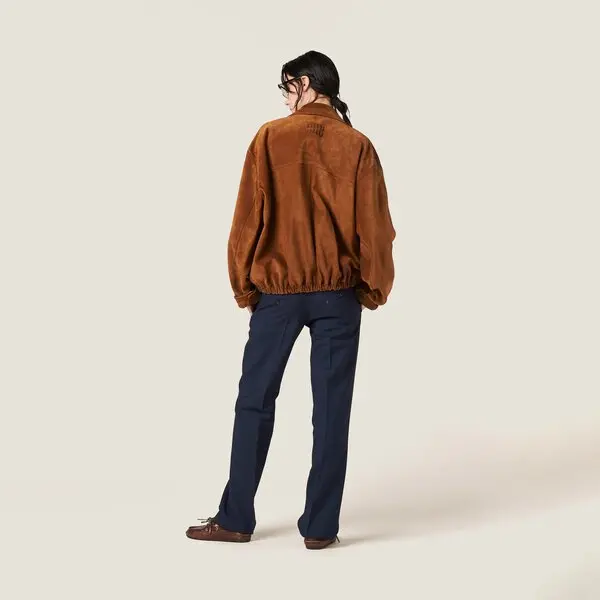 Miu Miu Suede Jacket With Embossed Logo