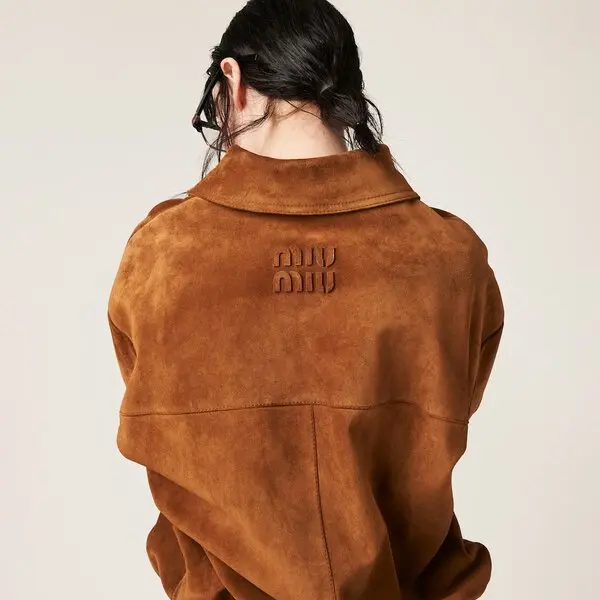 Miu Miu Suede Jacket With Embossed Logo
